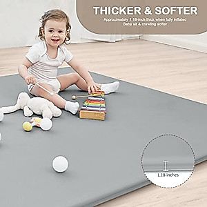 Yobear Baby Playpen Mat, 71"x 59"x 1.18“ Self-Inflating Play Mat for Babies and Toddlers, Roll Up & Waterproof Foam Crawling Mat for Floor, Portable Playmat for Babies with Travel Bag