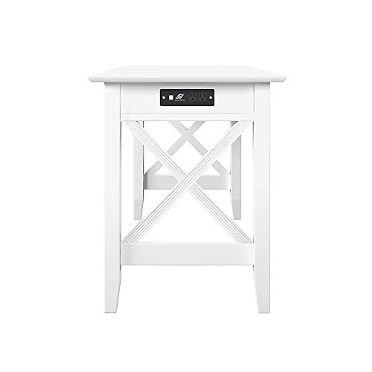 AFI 48" Solid Wood Writing Desk - Sturdy X Design - Home Office Desk with Drawer, Laptop Computer Work Study Table with USB Charger White