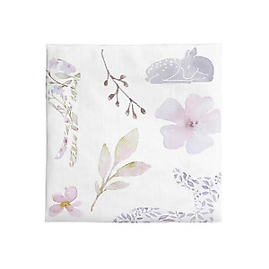 NoJo Super Soft Floral Deer Nursery Mini Crib Fitted Sheet, Grey, Light Blue, Pink, White 24x38 Inch (Pack of 1)