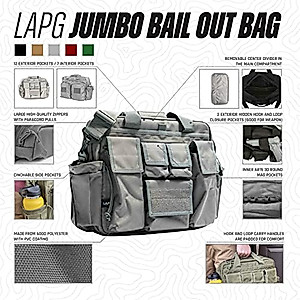 LA Police Gear Jumbo Bail Out Bag, Diaper Bag, Bug Out Bag, Range Bag, Handgun & Ammo Bag - Coyote