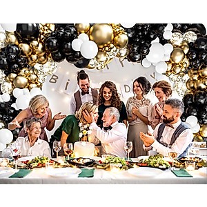 134Pcs Black And Gold Balloon Garland Arch Kit 18 12 10 5inch Latex Balloon Set for 2024 Graduation Decorations Shower Wedding Bachelorette Birthday Party New Year Decorations