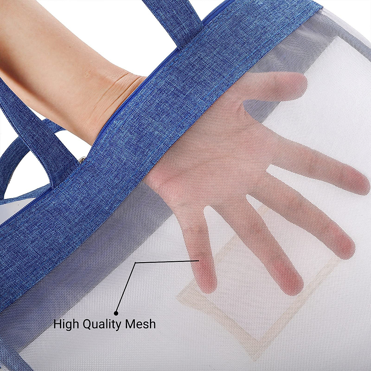 AVLA 4 Pack Student Book Pouches, A4 Mesh Zipper Bag with Handle, File Document Puzzle Bag with Name Card Pocket for Organizing Storage Board Games, School Office Appliances, Convenient to Carry