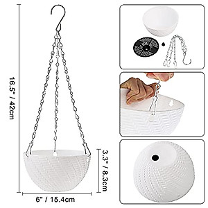 Foraineam 10 Pieces 6 Inch Hanging Planters, Garden Self-Watering Flower Plant Pot Container, Mini Succulent Planter Pots with Hanging Chain