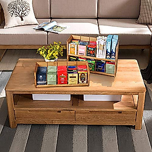 Bamboo-Tea-Bag-Organizer-Storage-Box-3-Tier-Stackable-Holder Tea Bag Box Natural Wood Wall Mount Tea Chests with Acrylic for tea bags Office Kitchen Cabinet Pantry