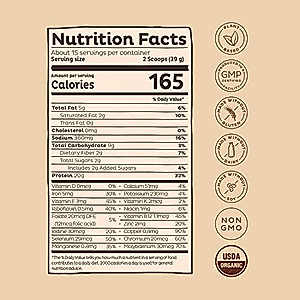 KOS Organic Plant Based Protein Powder, Chocolate Peanut Butter - Delicious Vegan Protein Powder - Keto Friendly, Gluten Free, Dairy Free & Soy Free - 1.3 Pounds, 15 Servings