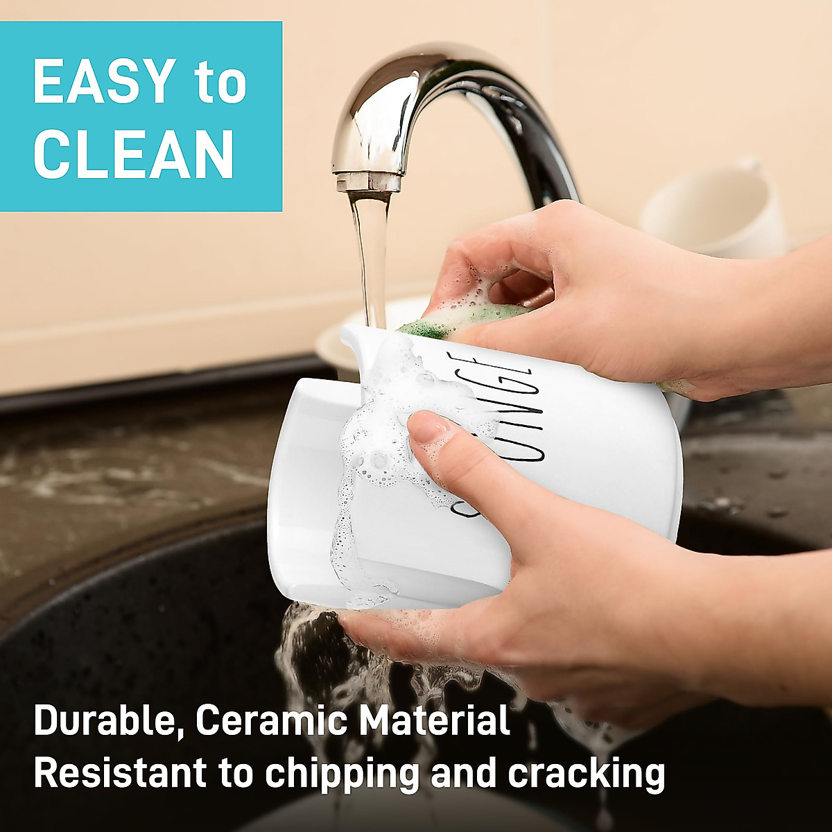 Sponge Holder - Dish Sponge Holder for Kitchen Sink with Sponge - Ceramic Kitchen Sponge Holder for Sink - Porcelain Kitchen Sink Sponge Caddy - Farmhouse Kitchen Sink Organizer for Sink Accessories