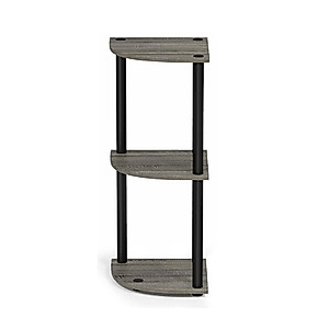 Furinno Turn-N-Tube No Tool 3-Tier Storage Shelf, Narrow, Espresso/Black & Turn-N-Tube 3-Tier Corner Display Rack Multipurpose Shelving Unit, French Oak Grey/Black, Model:12077GYW/BK