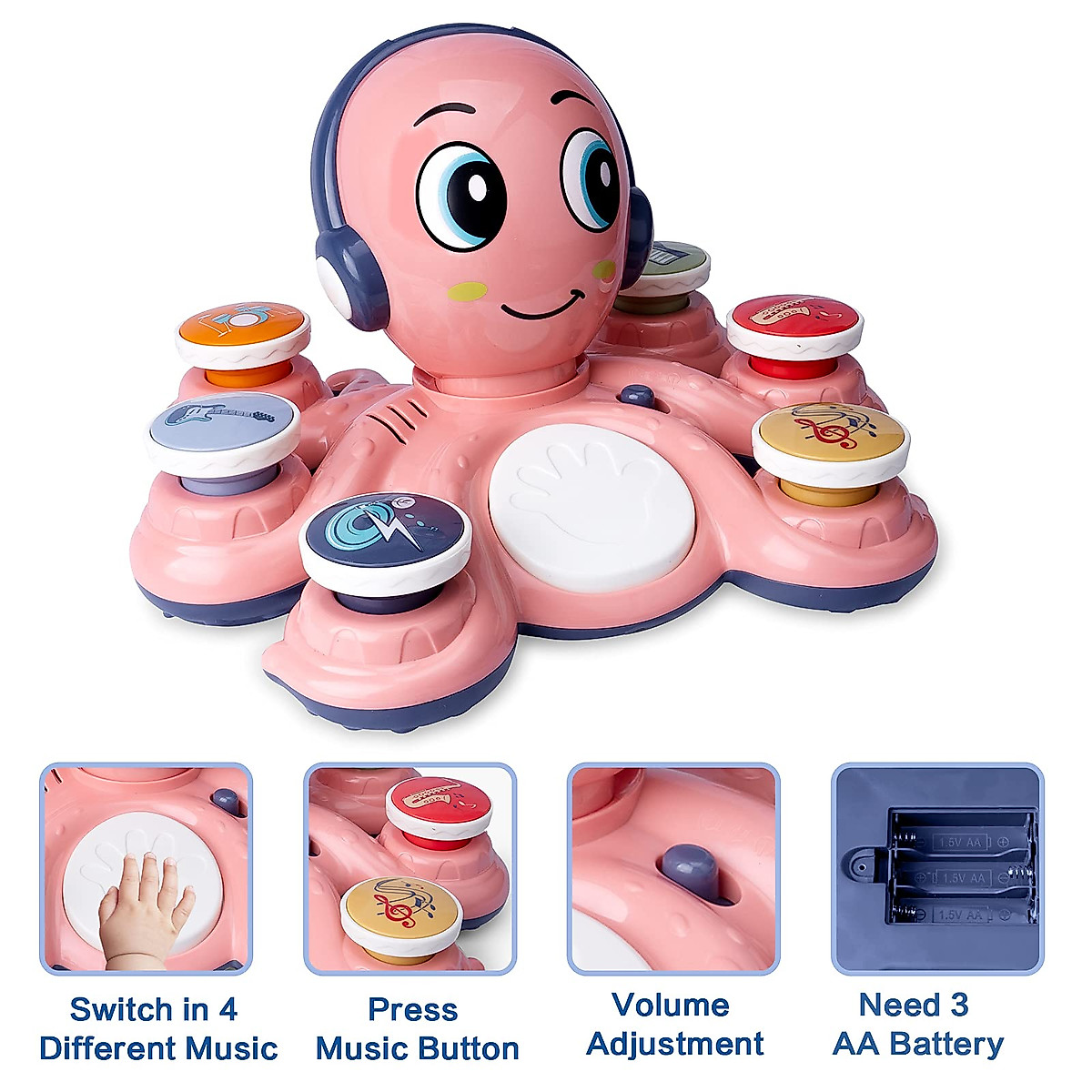 Baby Musical Toys Learning Toys for Toddlers, Octopus Music Toys, Preschooler Musical Educational Instruments Toy for Baby, Birthday Toys for Girls Boys