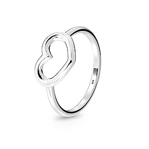 LeCalla 925 Sterling Silver Open Heart Ring for Teen Hypoallergenic High Polish Rings for Women Size - 5