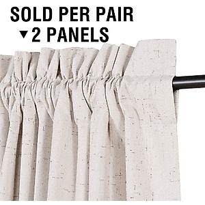 H.VERSAILTEX Linen Look 100% Blackout Curtains 45 Inches Long for Bedroom Full Light Blocking Rod Pocket Linen Textured Thick Window Curtain Drapes with White Backing, Ivory, 2 Panels