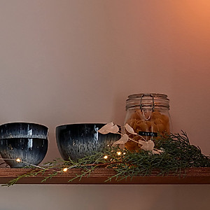 Denby - Halo Deep Noodle Bowls Set of 2 - Reactive Glaze Dishwasher Microwave Safe Crockery 900ml - Black, Grey Ceramic Stoneware Tableware - Chip & Crack Resistant Soup Bowls