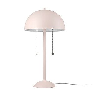 Globe Electric 65531 Luna 21" 2-Light Table Lamp, Matte Blush Pink, Double Plated Nickel On/Off Pull Chains