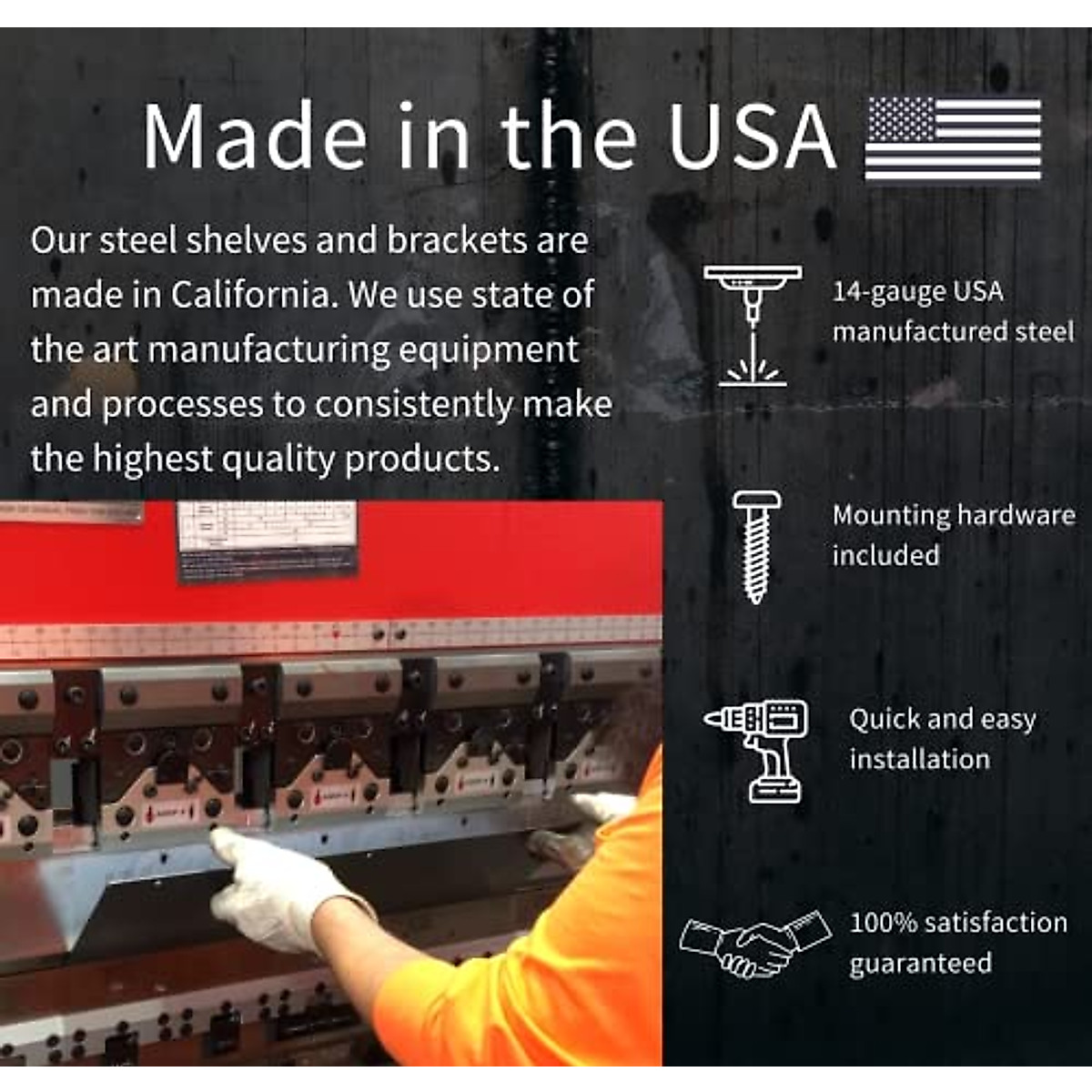 DIY CARTEL Made in USA Floating Metal Wall Shelf Picture Ledge - USA Manufactured Steel - Industrial Heavy Duty Modern Farmhouse Rustic Designed Shelf (36in White)