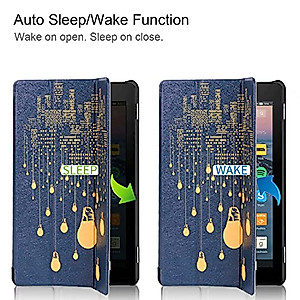 Maomi for Amazon Kindle Fire 7 case 2019/2017 Release 9th/7th Generation - PU Leather Cover with Auto Wake/Sleep (City Night)