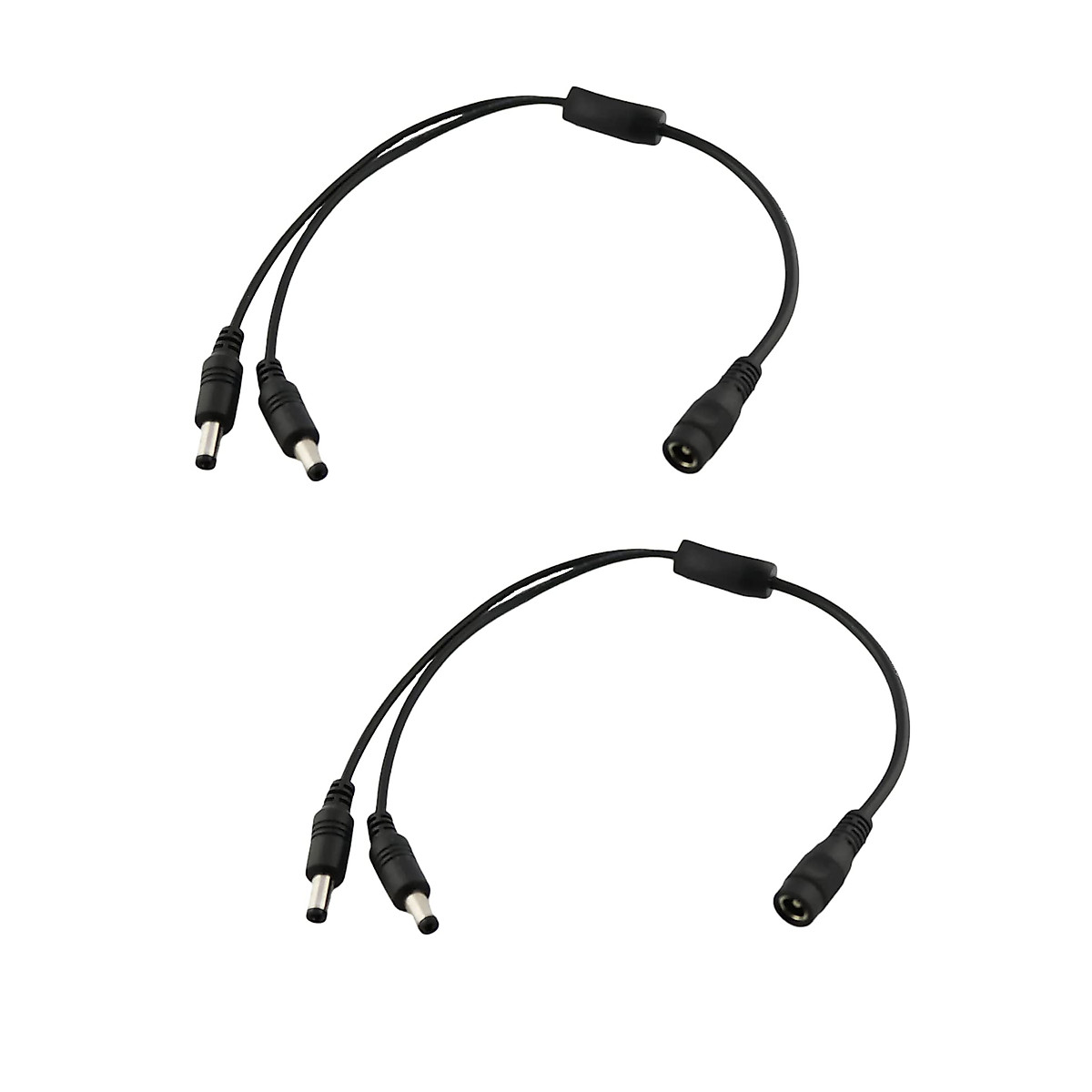 UpperFu 2pcs CCTV DC Power Splitter Cable 5.5mm x 2.5mm Female Jack to 2 Male Splitter Connector Cable 5.5mm x 2.5mm Adapter for LED Strip Surveillance Camera Security Camera