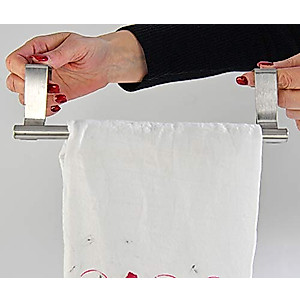 Home-X - Over-The-Cabinet Towel Bar, Metal Hanging Rack for Kitchen and Bathroom, Stainless Steel, 9" L x 2 1/2" W x 2 1/4" H