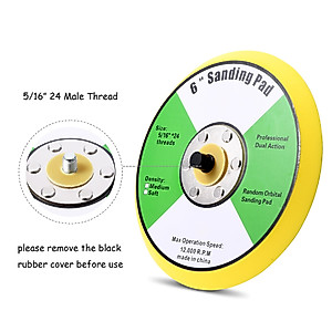 SHININGEYES 1Pcs 6in Vinyl Faced PSA Backing Pad, 6" PSA Backing Plate 5/16" 24 Thread for Air Orbital Sander and Pneumatic Polisher