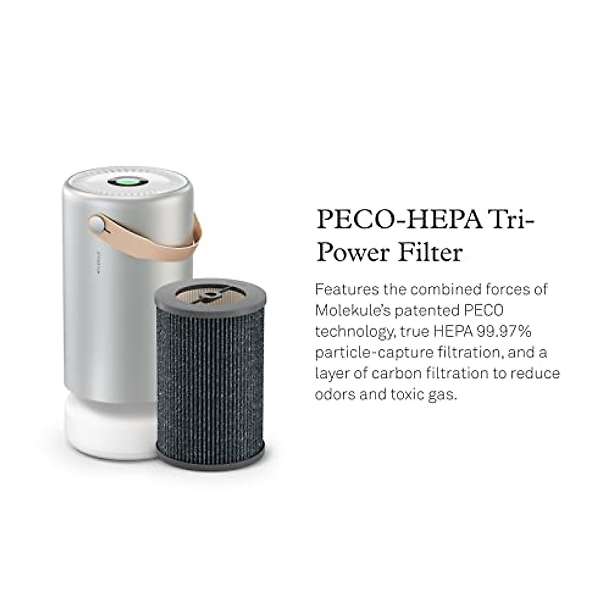 Molekule Air Pro | Air Purifier for Large Rooms up to 1000 sq. ft. w/PECO-HEPA Tri-Power Technology, for Allergens, Smoke, Mold, Bacteria, Viruses & Pollutants for Clean Air - Silver, Alexa-Compatible