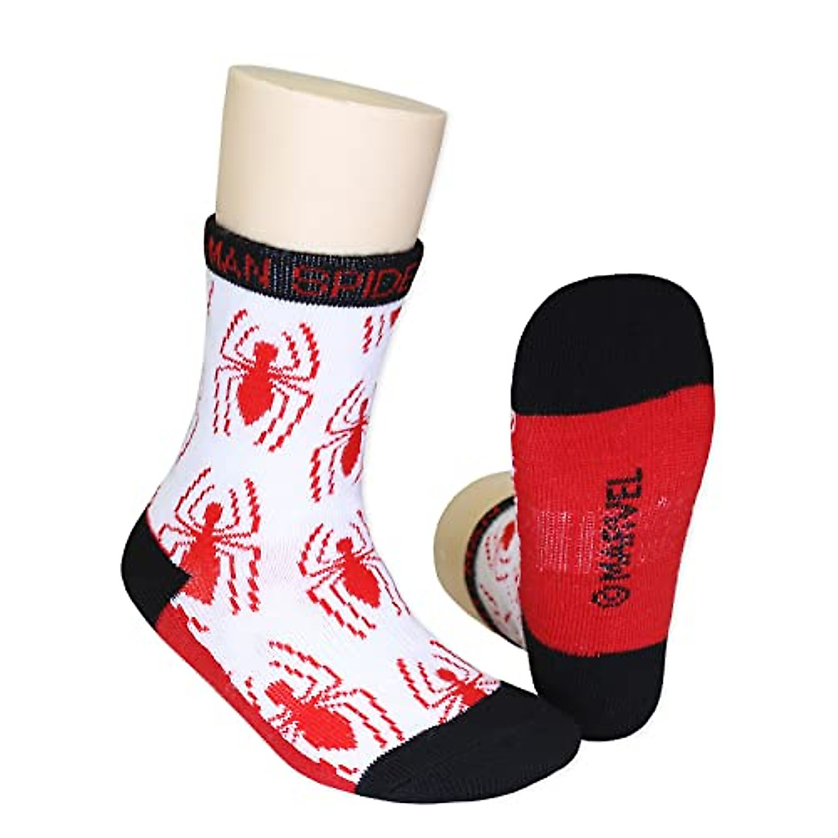 Marvel Super Hero Adventures Spider-Man Boys Toddler Crew Socks, 6 pack, Multicolor, 5-7 Years