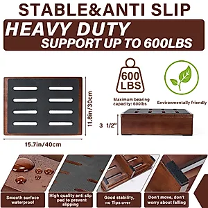 HouseJoy Wooden One Step Stool for Adults Elderly with Non-Slip Rubber Stepping Surface,600LBS Load Capacity Stepping Stool for Bathroom Sink Kitchen Bedside,3 Legs Bed Step Riser for Senior Support