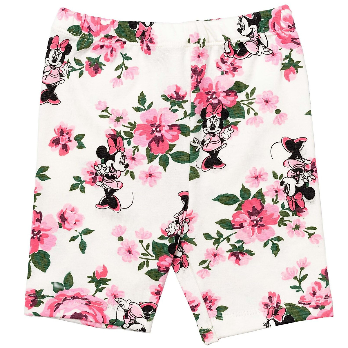 Disney Minnie Mouse Toddler Girls Crossover T-Shirt Bike Shorts and Scrunchie 3 Piece Outfit Floral Coral/White 4T