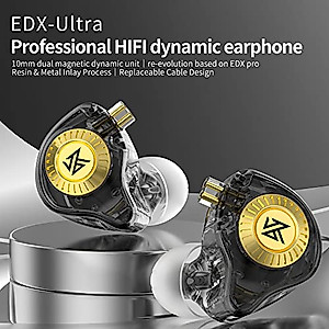 KZ Edx Ultra Upgraded Dynamic in-Ear Wired Earbuds Headset HiFi Music Bassy IEMs Stereo Sound Earphones/Headphones (with Mic, Edx-Ultra)