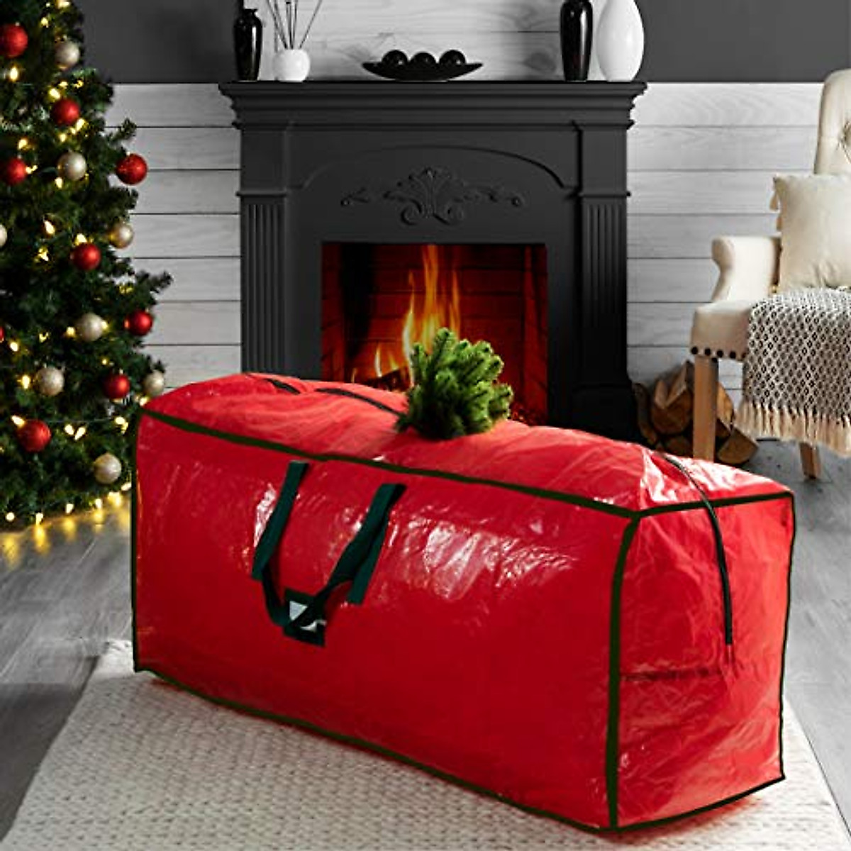 Christmas Tree Storage Bag - for Artificial Trees up- to 9-Ft. Tall - Durable Bag Waterproof Material With Stitched Reinforced Carrying Handles - Protects Against Dust Insects, & Moisture