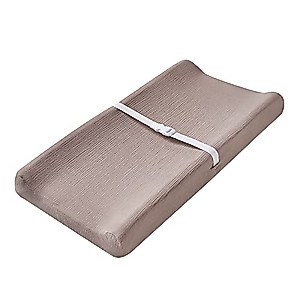 Solid Muslin Changing Table Pad Cover Cradle Sheet, Fits 32"/34''x16" Contoured Diaper Changing Pad, Ultra Soft Cozy Muslin Cotton Changing Table Covers, Breathable Wipeable Removable (Khaki)