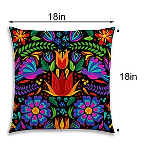 Nepnuser Mexican Throw Pillow Covers 18x18 Set of 4 Cinco De Mayo Decoration Day of The Dead Mexico Fiesta Pillow Cases for Bed Couch Sofa Home Decor