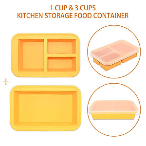 Bongpuda Soup Freezer Containers, Silicone Freezer Trays With Lid,Easy-Release,Reusable Freezer Storage Containers,For Freezing And Storing Broths,Sauces And Leftovers-2 Pack