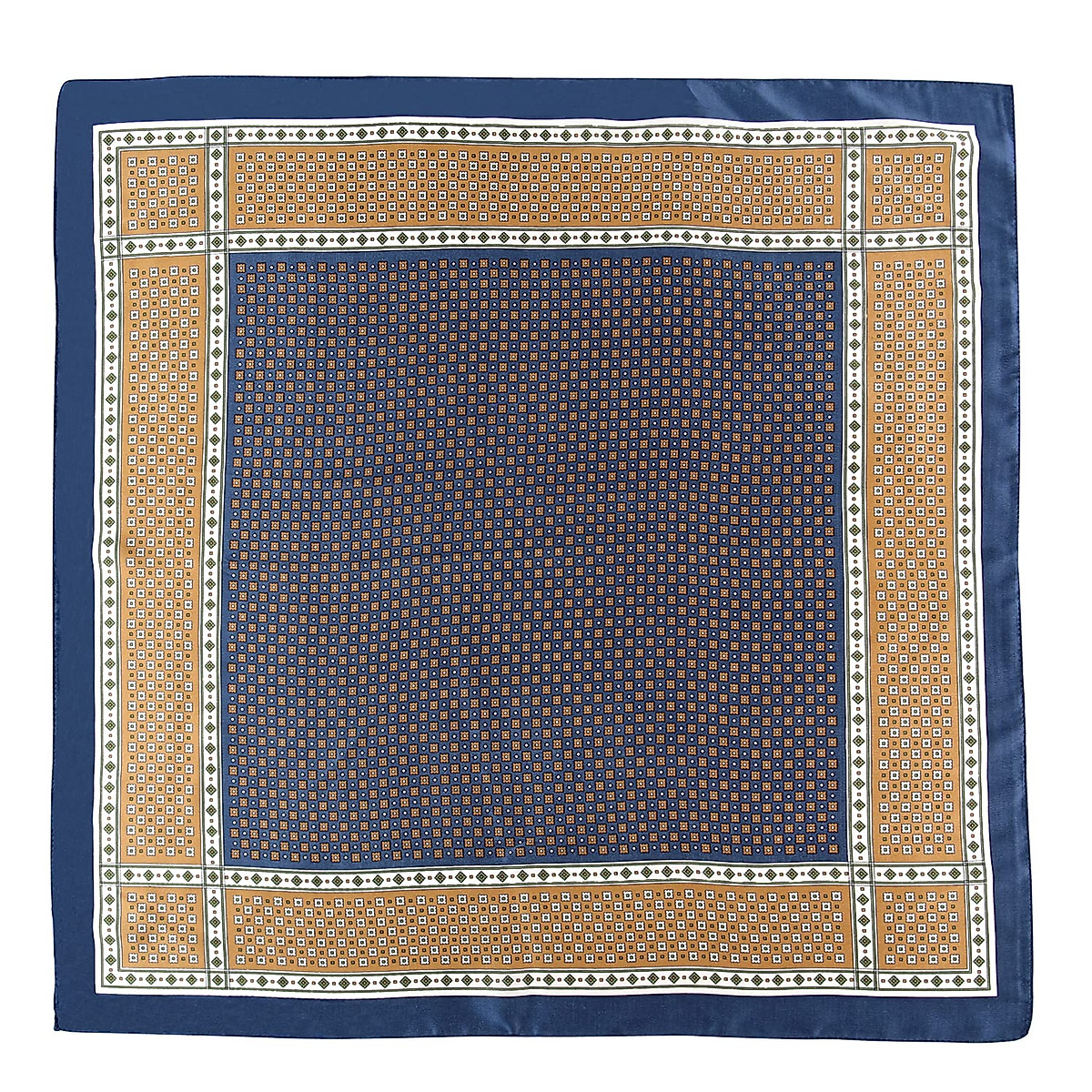 GERINLY Silk Square Neck Scarf for Men Vintage Kerchief Classic Grid Cravat Elegant Gentleman Neckerchief for Costume (Navy)