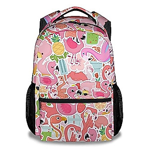 CUNEXTTIME Flamingo Backpack for Girls Boys, 16 Inch Pink Backpacks for School, Cute Lightweight Durable Bookbag for Kids