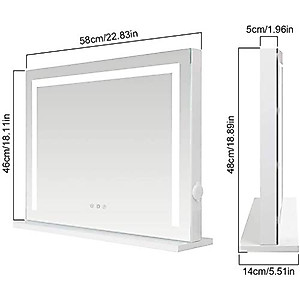 WAYKING Vanity Mirror with Lights, Makeup Mirror with Dimmiable 3 Lighting Modes LED Strip, Wall-Mounted and Tabletop Mirror with USB Charging Port (L22.83 x H17.32 inch)