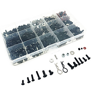 TEIRAY RC Car Repair Work Stand Repair Tool Set 360 Degree Rotation and 600 PCS RC Screws Kit and Screws Pallet Kit and RC Screwdrivers for 1/8 1/10 1/12 1/16 1/18 RC Car Truck Crawler (Black)