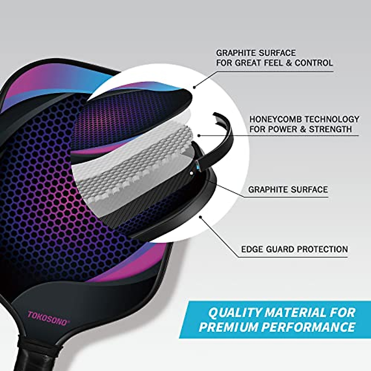 Tokosono Pickleball Paddles, Pickle Ball Paddle Set of 2 with Graphite Carbon Surface, Lightweight Pickleball Set with Carry Bag and 4 Balls (st1)