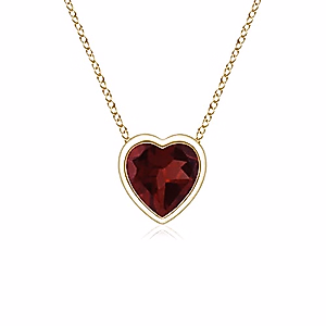 Angara Natural Garnet Solitaire Heart Pendant Necklace for Women in 14K Yellow Gold (Grade-A | 4mm) January Birthstone Jewelry Gift for Women | Birthday | Wedding | Anniversary