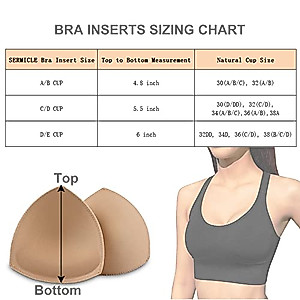 SERMICLE Bra Pad Inserts 4 Pairs, Bra Pads Sewn Padded for Sports Bra A/B C/D Cup Beige Black Optional (A/B Cup, Beige)