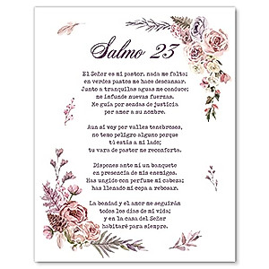Salmo 23 En Espanol Wall Decor - Psalm 23 Cuadro - Christian Wall Decor In Spanish - 8x10 - Unframed