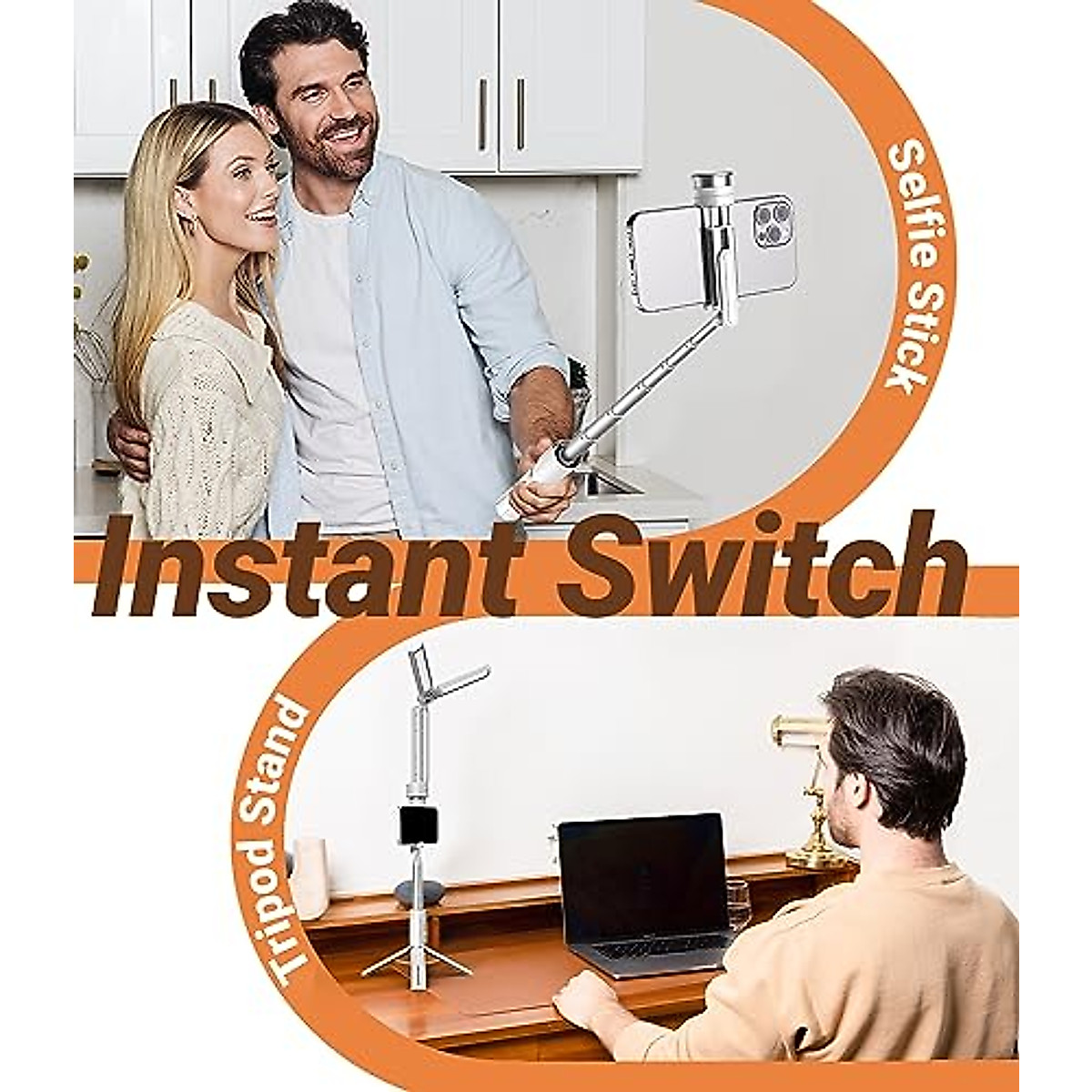 KraftGeek 33" Selfie Stick Tripod with Remote, iPhone and Android Extendable Phone Tripod, 1/4" Screw Mount for Cell Phone, Light, Camera, Anti-Shake Premium Portable Travel Phone Tripod Stand