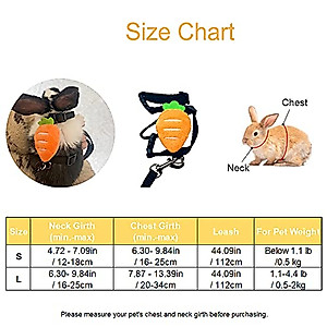 Adjustable Bunny Rabbit Harness and Leash Set, Small Pet Cute Vest Harness Leash for Safety Walking Running, Soft Harness Leash Fit Rabbit Bunny Guinea Pig Puppy Kitten Ferrets's Outdoor Cat Harness-S
