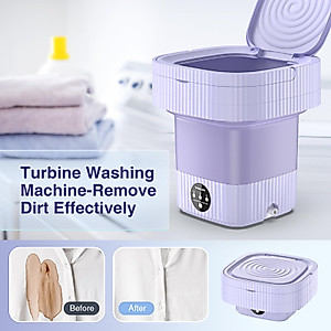 Portable Washing Machine, 10L Foldable Washer Machine, 3 Modes Deep Clean Small Item Baby Clothes Pet Supplies Underwears Socks Towels Suitable for Apartment Laundry Camping Travel