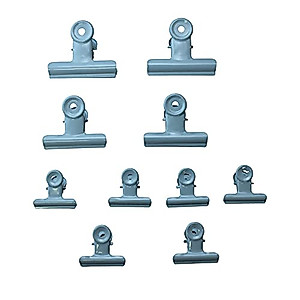 10 Pack Large Chip Bag Clips - Assorted Sizes Food Bag Clips Metal Heavy Seal Grip Lt Blue