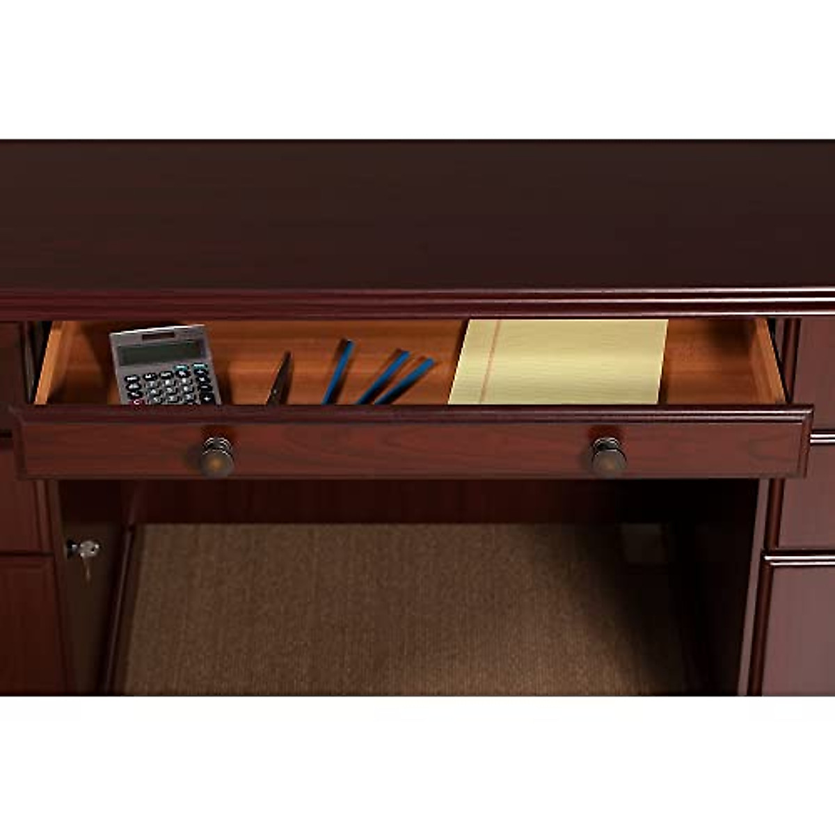 Bush Furniture Kathy Ireland Home Bennington Manager's Desk, Harvest Cherry