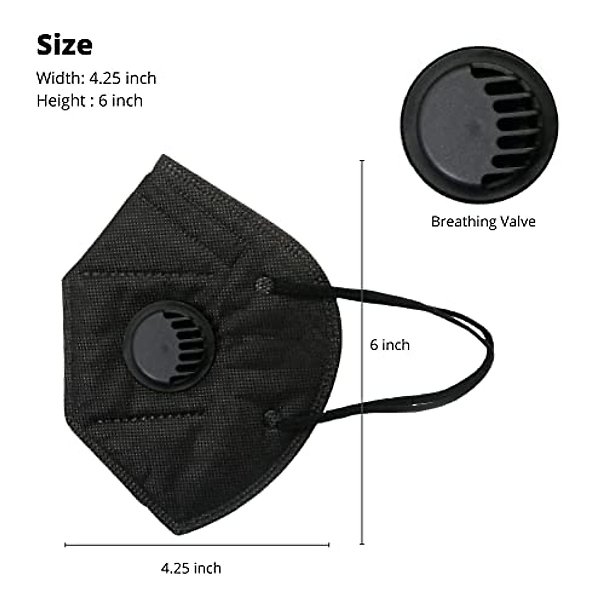 Face Mask Black Disposable with Breathing-Valve 10 Pack | Black Face Masks for Men and Woman 5 Layer | Disposable Face Mask for Protection | Breathable Sport Face Mask Lightweight Comfortable on Skin