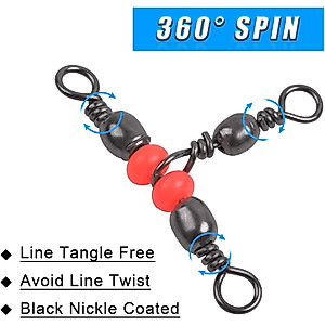 JSHANMEI Fishing Swivels 3 Way Swivels Kit 50pcs Crossline Barrel Swivels T-Turn Triple Swivels Fishing Tackle Saltwater Fishing Lure Line Connector
