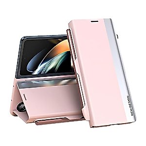 Phone case for Samsung Galaxy Z Fold 5 2023 Magnetic Translucent Plating Leather Flip Case + PC Smart Full Body Protective Shell Stand Holder Cover for Samsung Galaxy Z Fold 5 2023 Phone Cover (Color