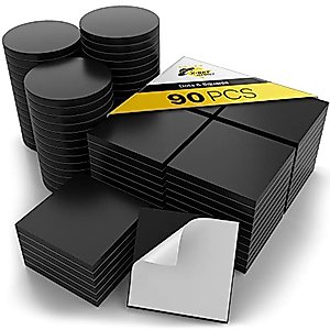 Magnetic Squares, Rectangles and Circles with Self Adhesive Backing - Peel & Stick Magnetic Dots and Squares - Flexible Sticky Magnets - Sheets is Alternative to Magnetic Stickers, Tape and Labels