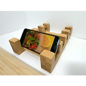 Stock N Wares Bamboo Cutting Board Holder, Pot Lid Holder, Cook Book Stand, Tablet Holder for Kitchen, Stylish Low Profile, 10.38" Lx7 Wx2.5 H(26.35cmx17.78cmx6.35cm)