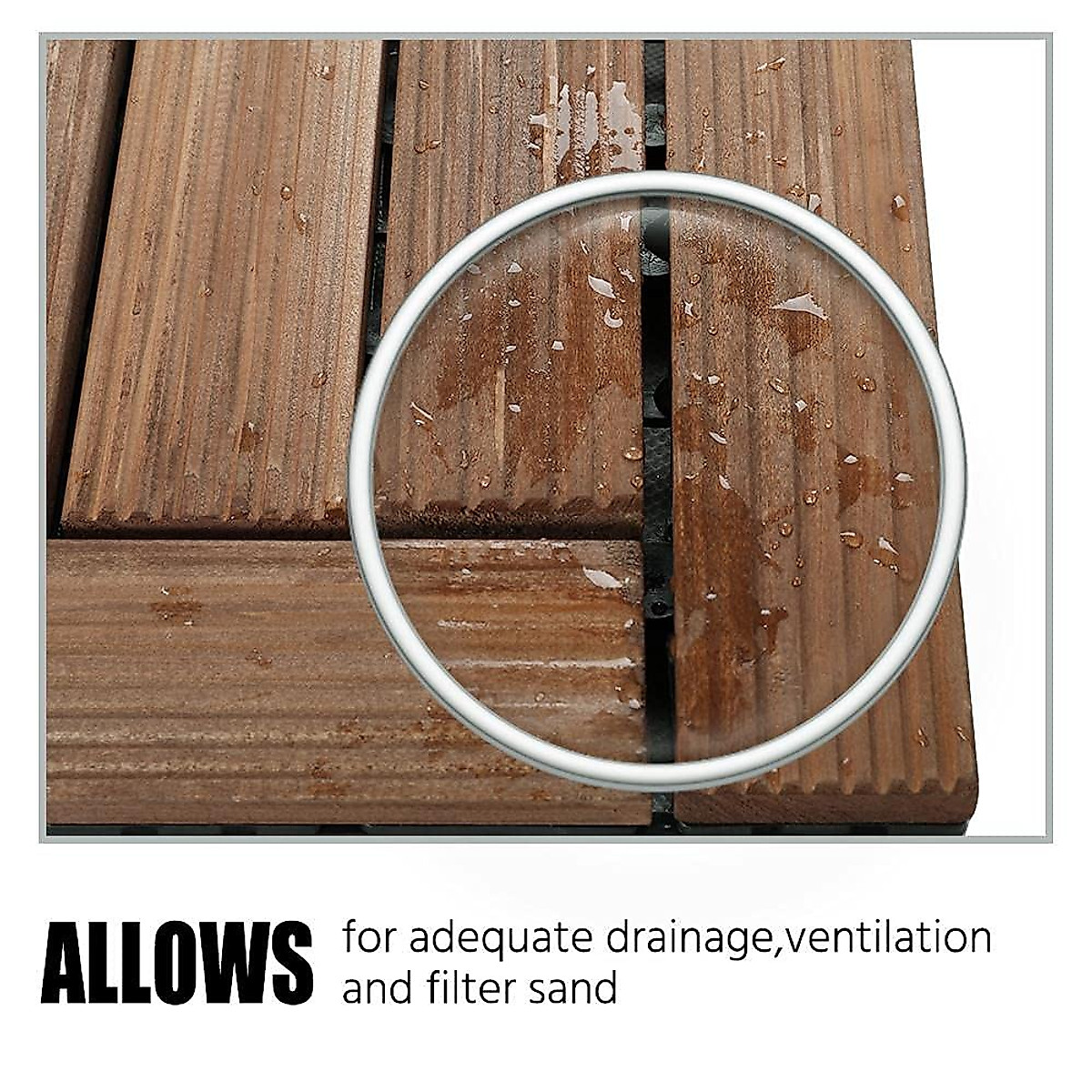 Topeakmart 27PCS Patio Deck Tiles Interlocking Wood Composite Decking Floor Tiles 12 x 12in Brown for Outdoor & Indoor Patio Garden Deck Poolside