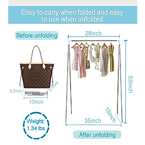 Heekaby Portable Travel Garment Rack, Collapsible Clothing Rack Extra Compact and Lightweight, Folding Clothes Rack for Travel Camping Drying RV Indoor Outdoor